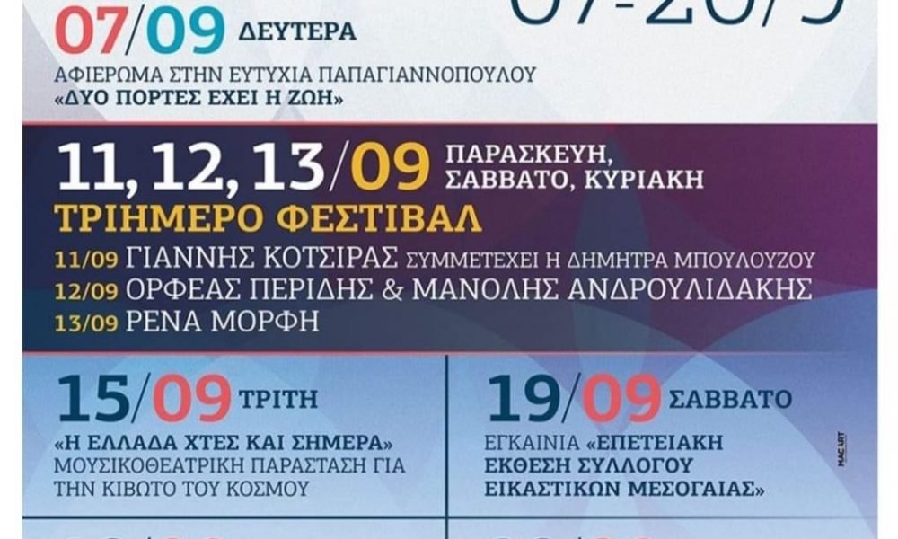 ΜΕ ΟΛΑ ΤΑ ΜΕΤΡΑ ΑΣΦΑΛΕΙΑΣ, Ο ΠΟΛΙΤΙΣΤΙΚΟΣ ΣΕΠΤΕΜΒΡΗΣ 2020 ΤΟΥ ΔΗΜΟΥ ...
